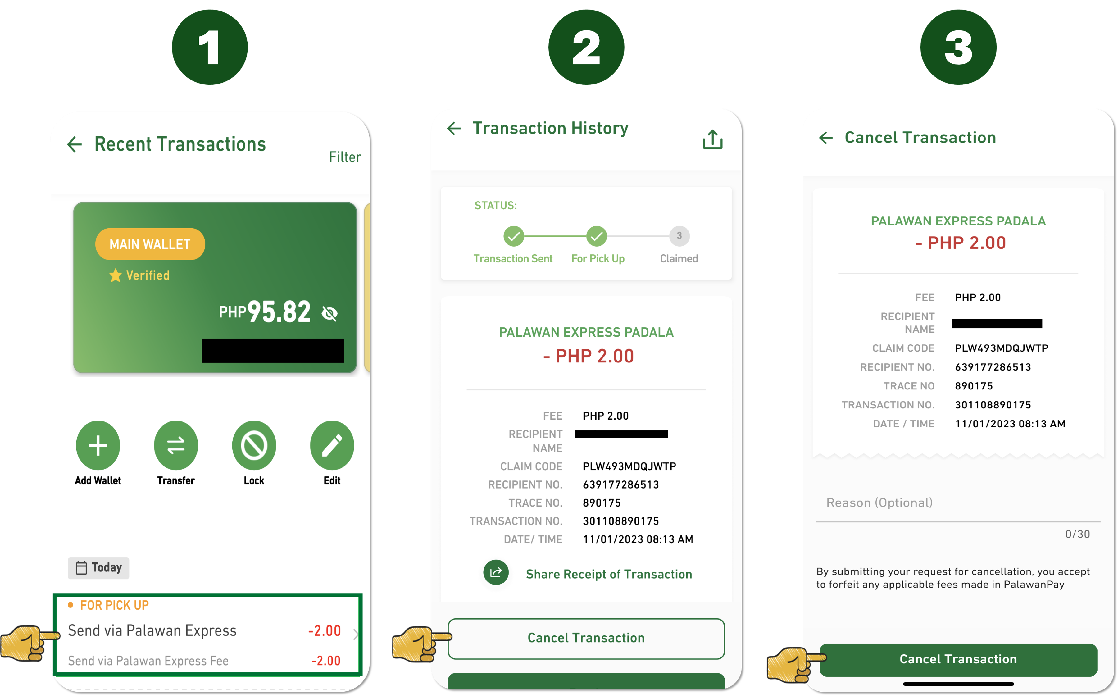 Send to Palawan Express Pera Padala Cancelation – Customer Care Portal